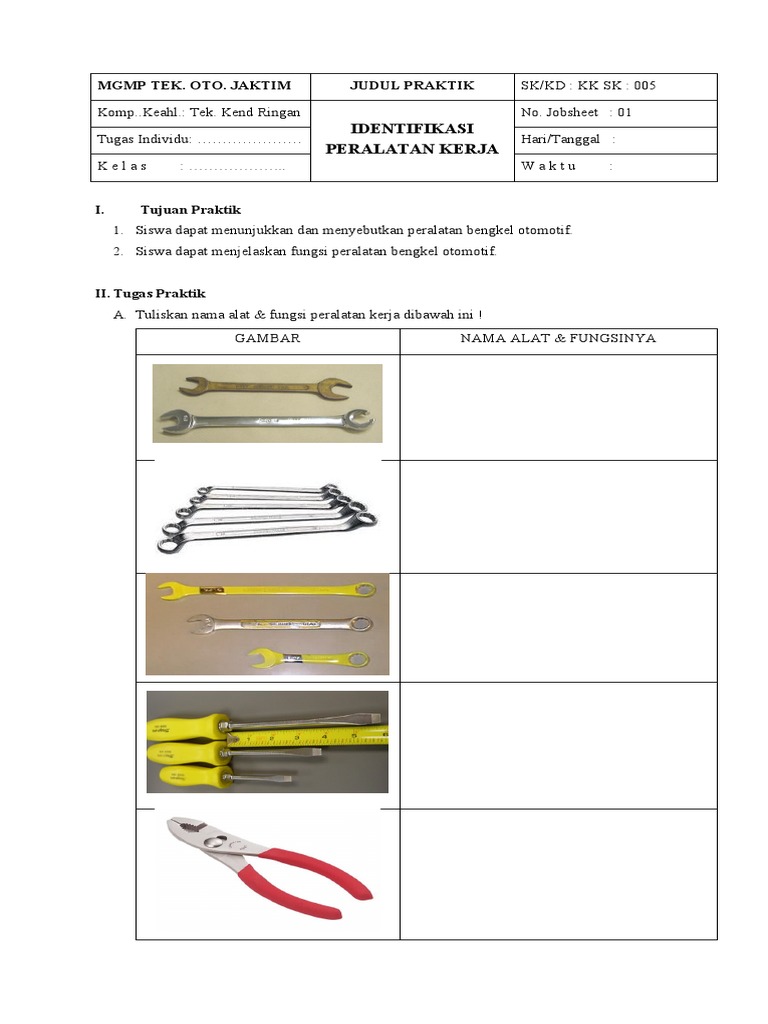 Identifikasi Peralatan Kerja | PDF