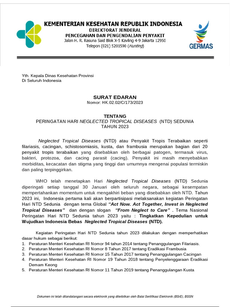 Surat Edaran Kepada Kepala Dinas Kesehatan Provinsi | PDF Surat Edaran Kepada Kepala Dinas Kesehatan Provinsi | PDF
