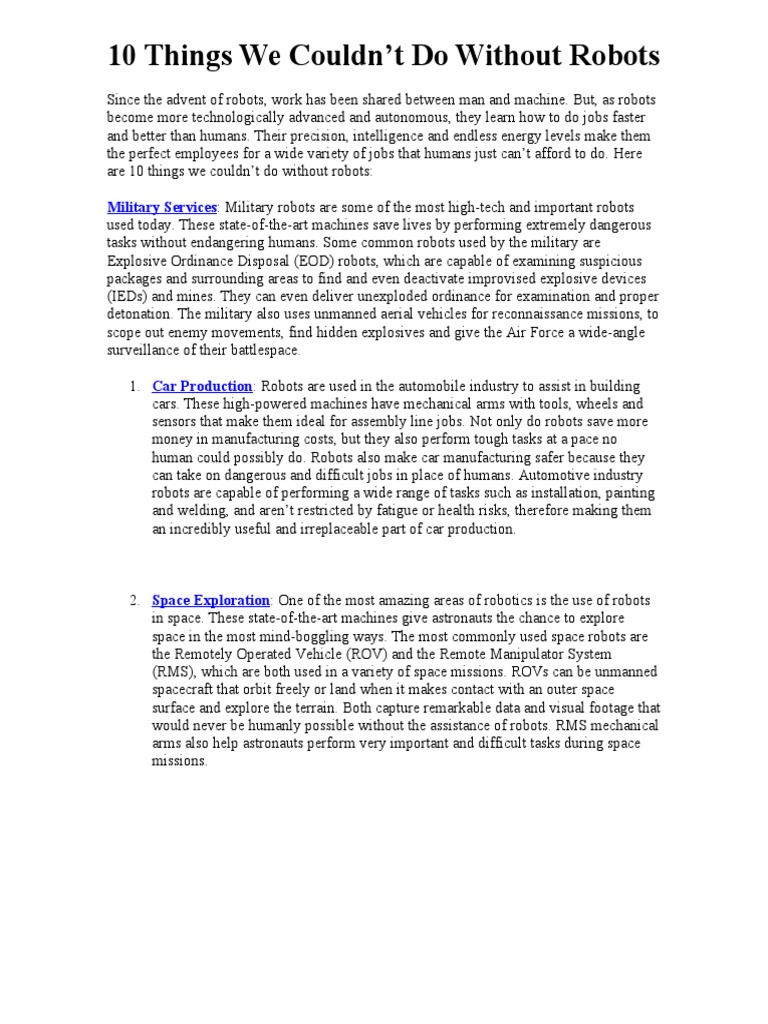 10 Things We Couldn Robots | PDF | Water | Robot