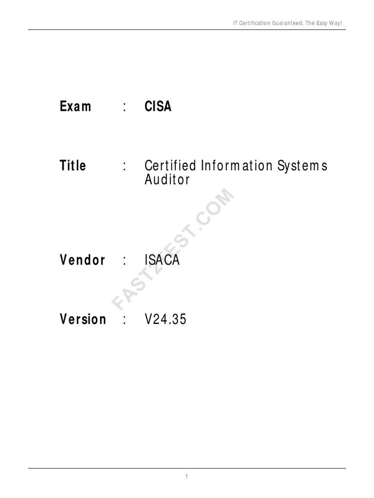 Cisa Practice Questions Isaca Pdf Audit Information Security