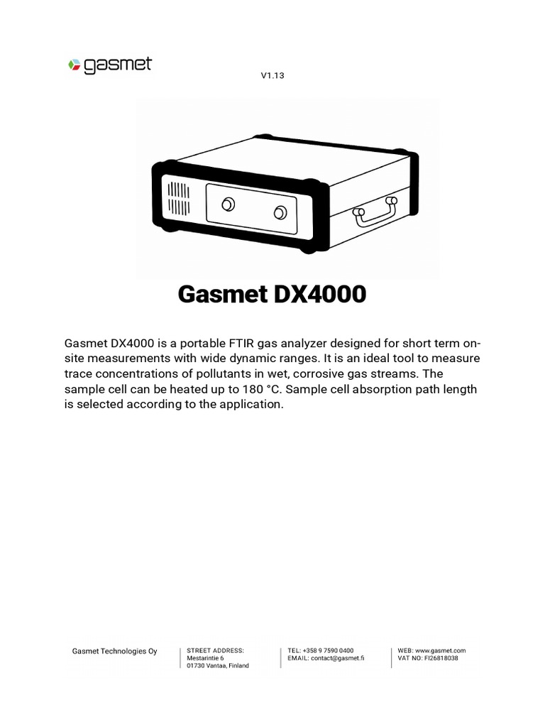 Gasmet DX4000 FTIR Gas Analyzer Overview | PDF | Metrology | Applied ...