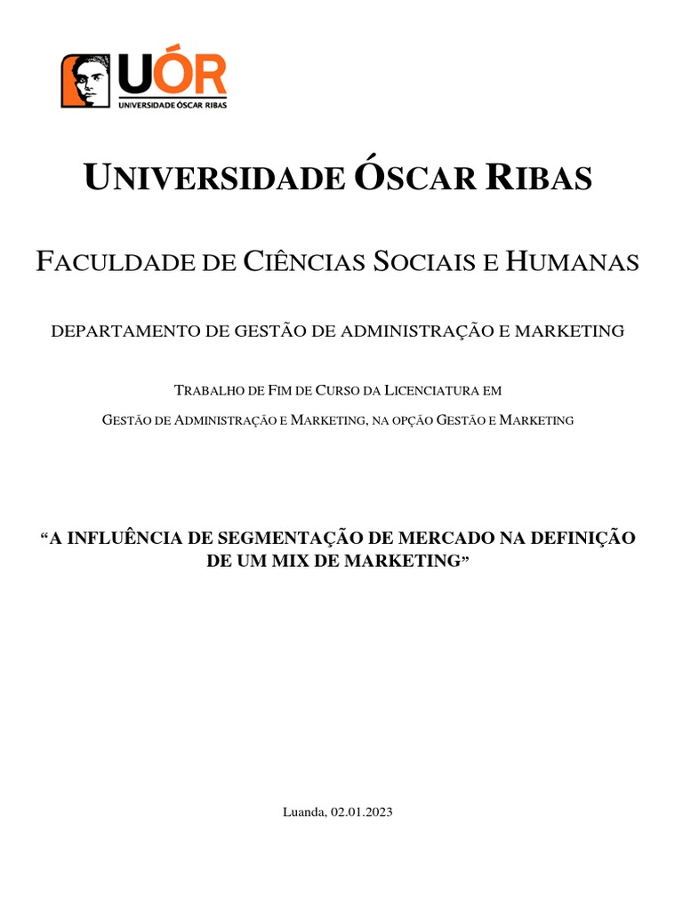 A Influência De Segmentação De Mercado Na Definição De Um Mix De