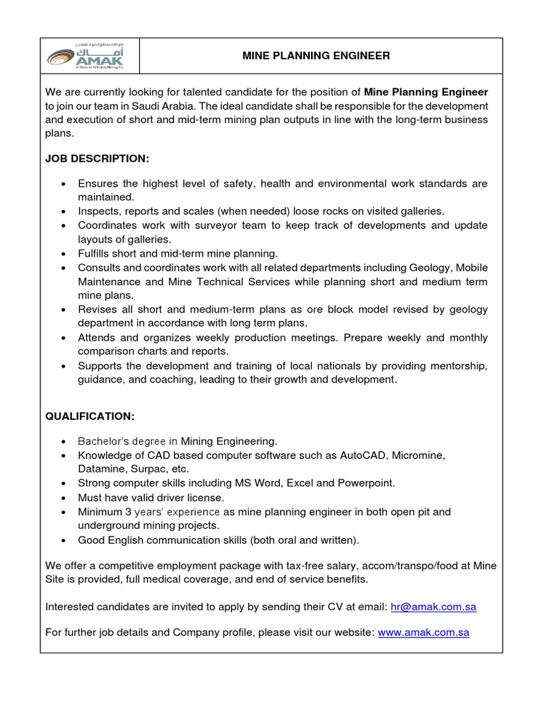 Mine Planning Engineer | PDF