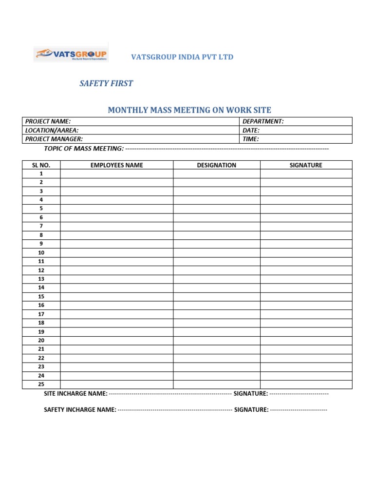 Monthly Safety Meeting Agenda | PDF | Computers