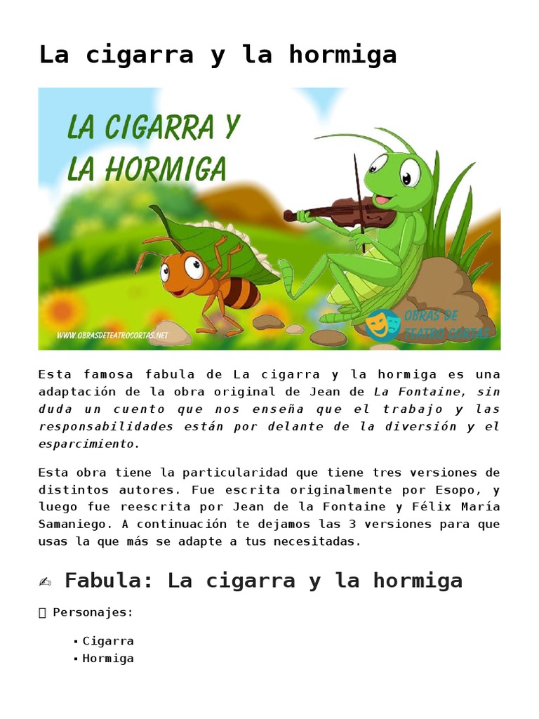 LA CIGARRA Y LA HORMIGA | PDF
