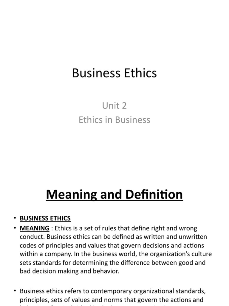 Business Ethics Unit 2 | PDF | Business Ethics | Corporate Social ...