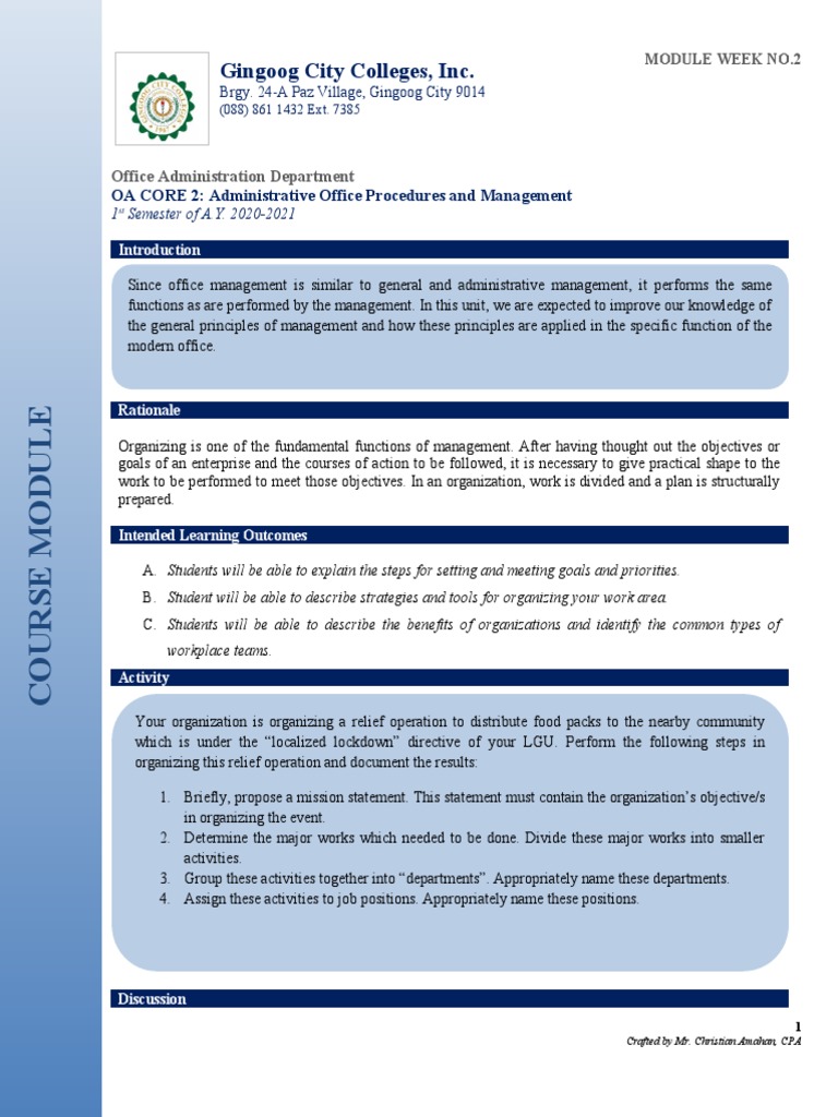 Course Module 2 - OA Core 2 | PDF | Business | Business Economics