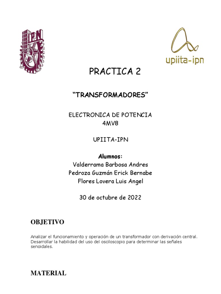 Practica 2 Pdf Transformador Voltaje