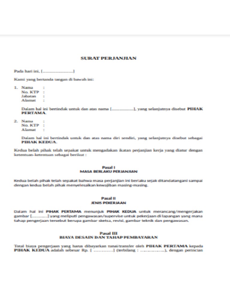 Template Kontrak Kerja Perancangan | PDF