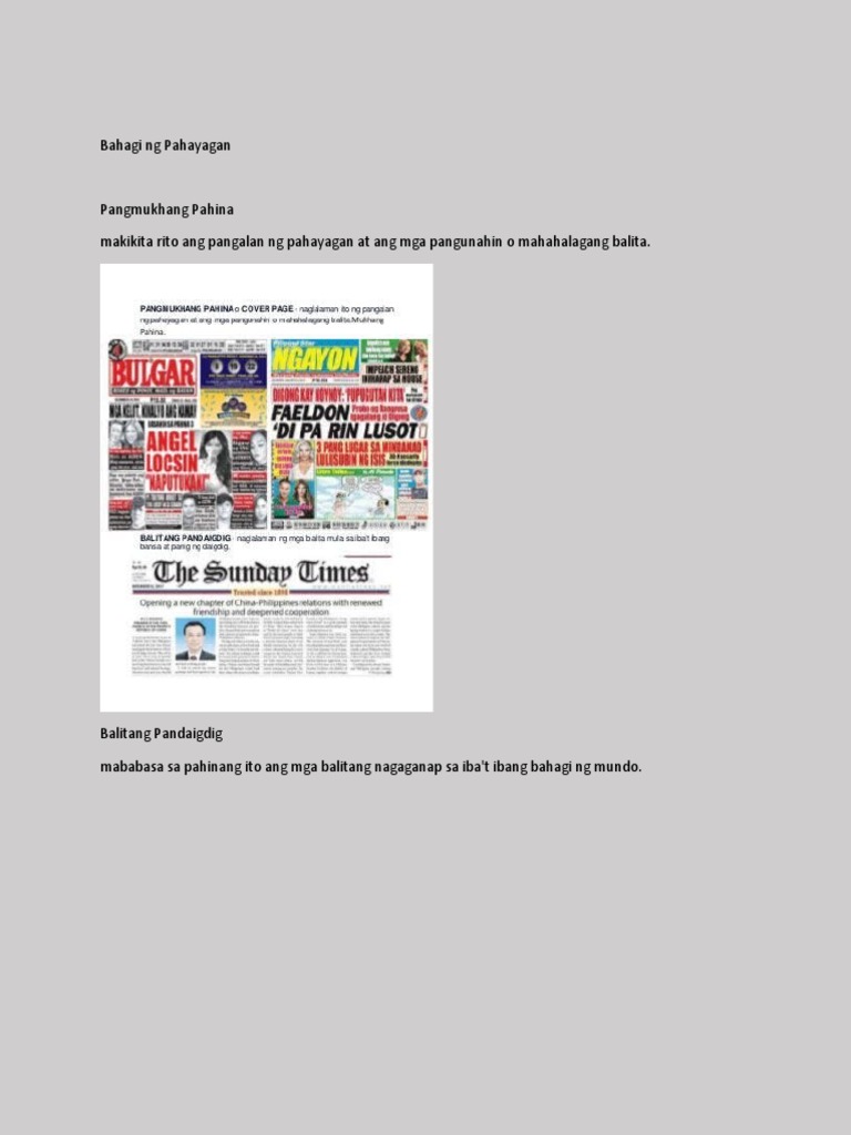 Bahagi NG Pahayagan | PDF