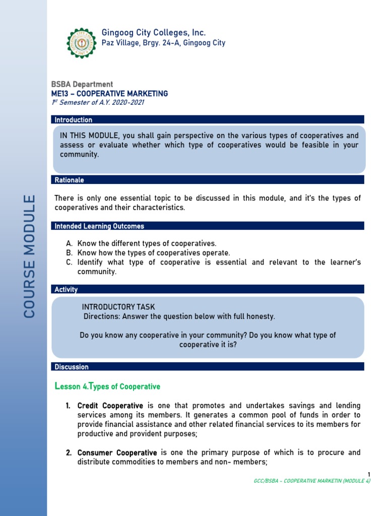Week 2 Module 4 Types of Cooperatives | PDF | Cooperative | Health Care