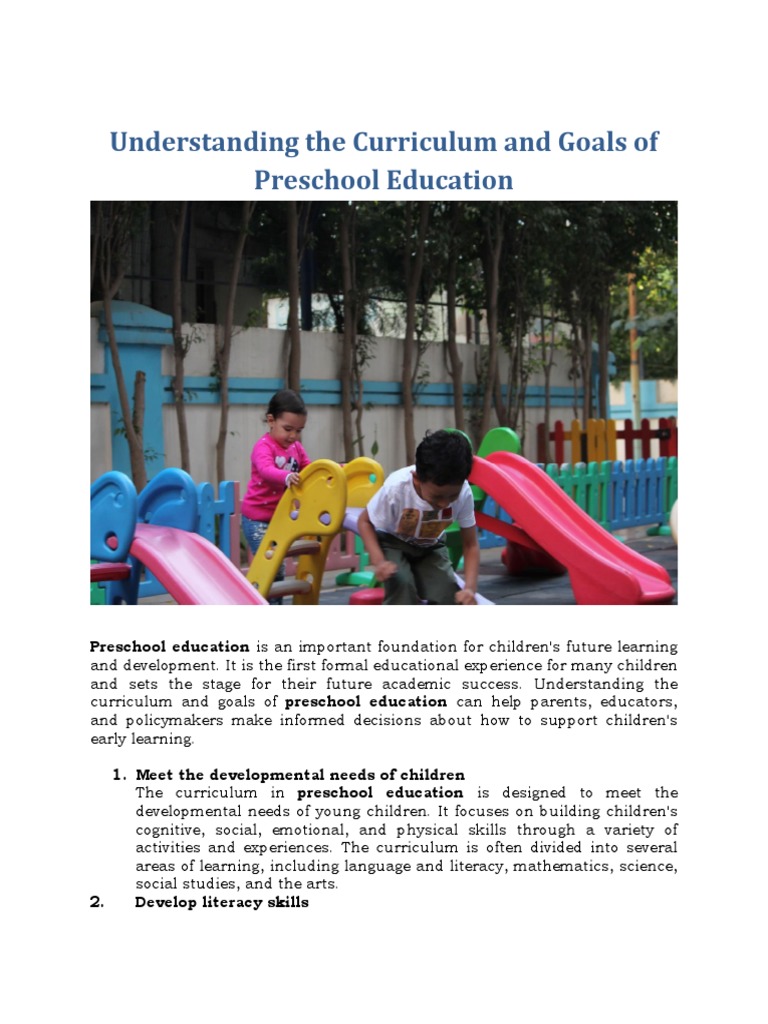 Understanding The Curriculum and Goals of Preschool Education | PDF ...