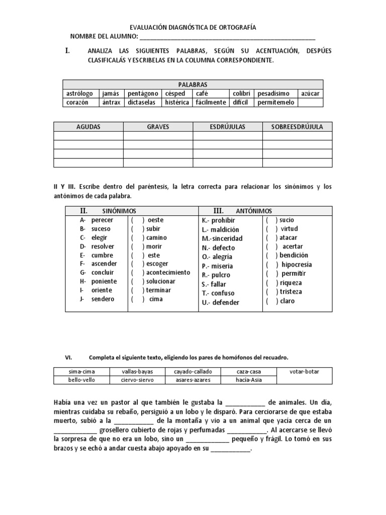 Examen de Ortografia | PDF