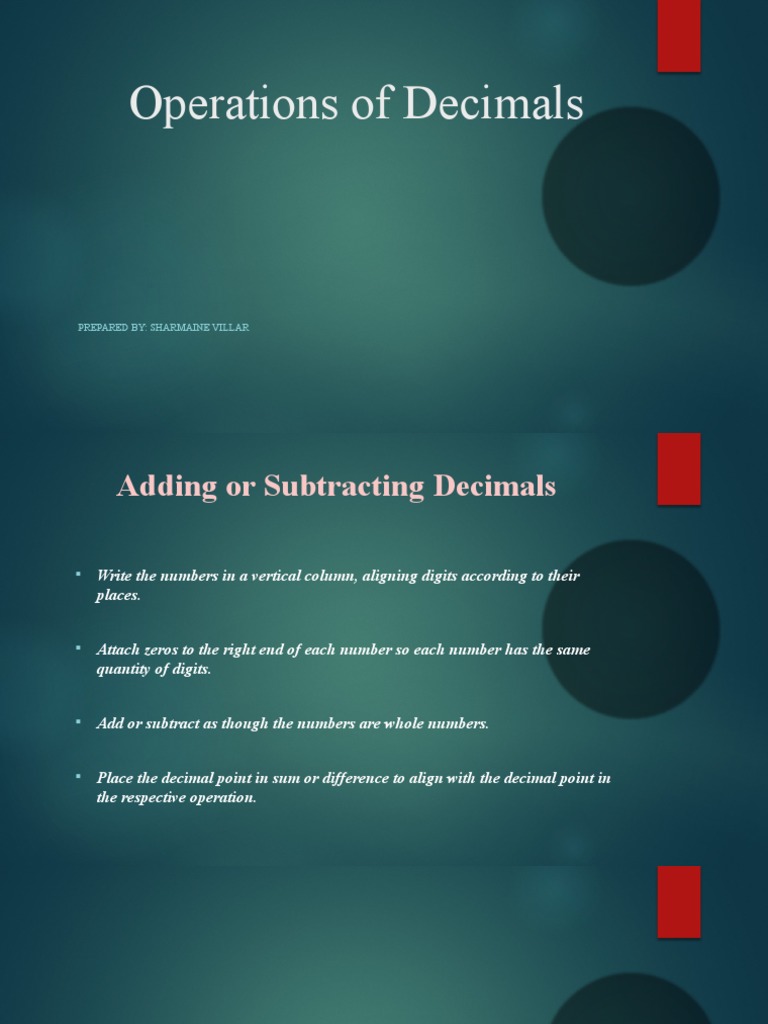 Operations of Decimals | PDF