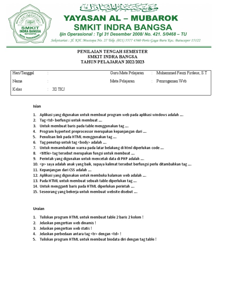 UTS Web SMT 2 SMK | PDF