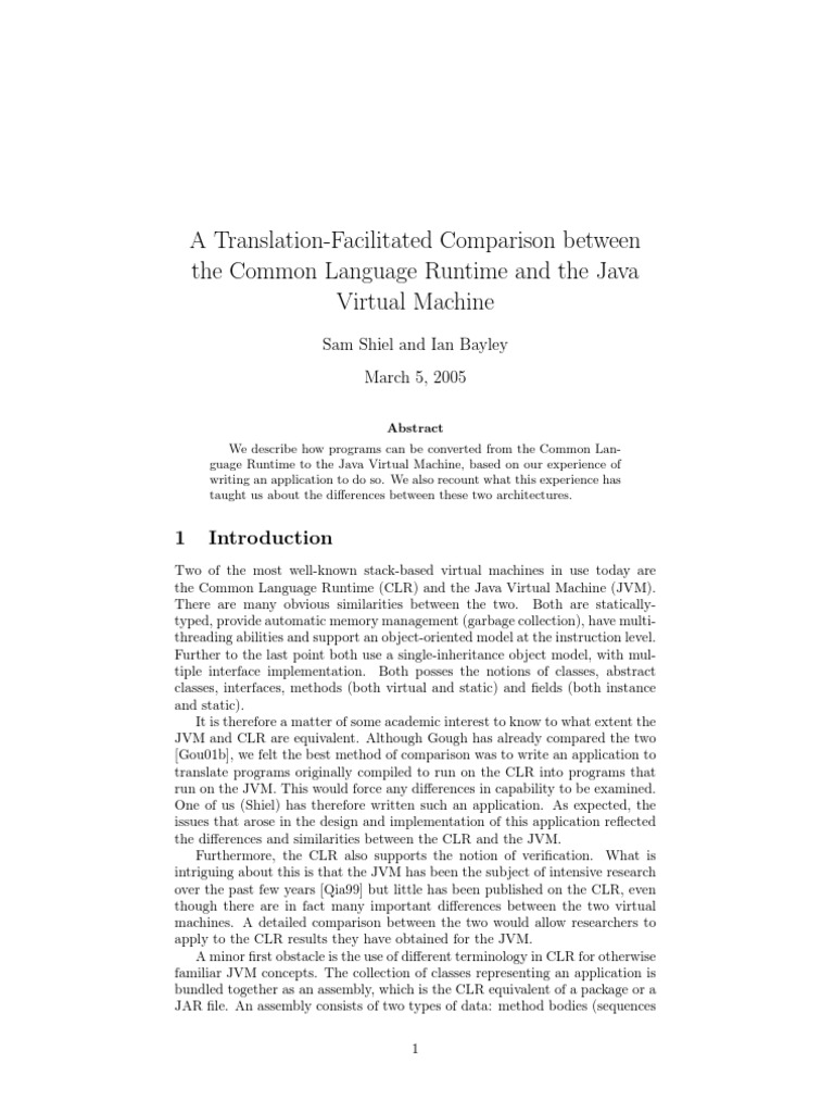 Comparison Between CLR and JVM | PDF | Class (Computer Programming ...