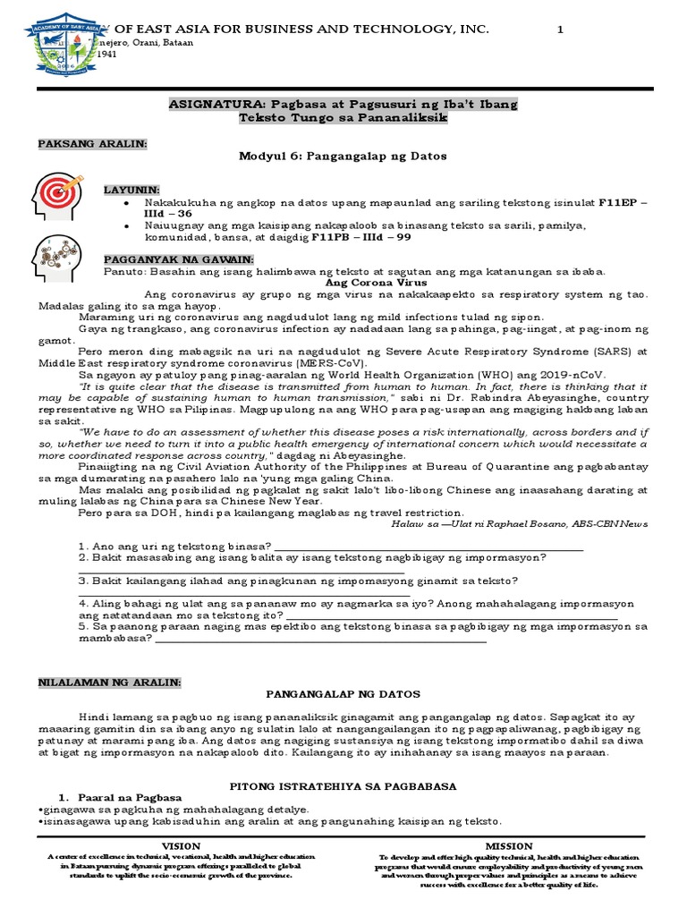 Pagbasa at Pagsusuri Week 6 | PDF