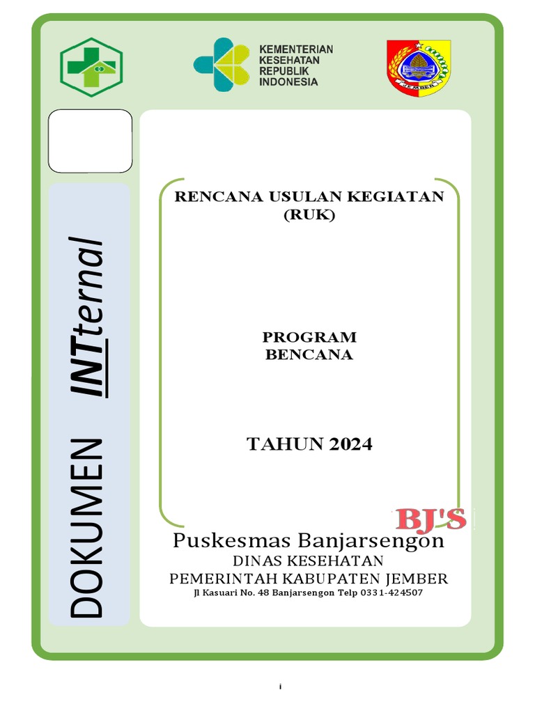 Rencana Usulan Kegiatan Puskesmas Banjarsengon Program Penanggulangan Bencana Tahun 2024 | PDF