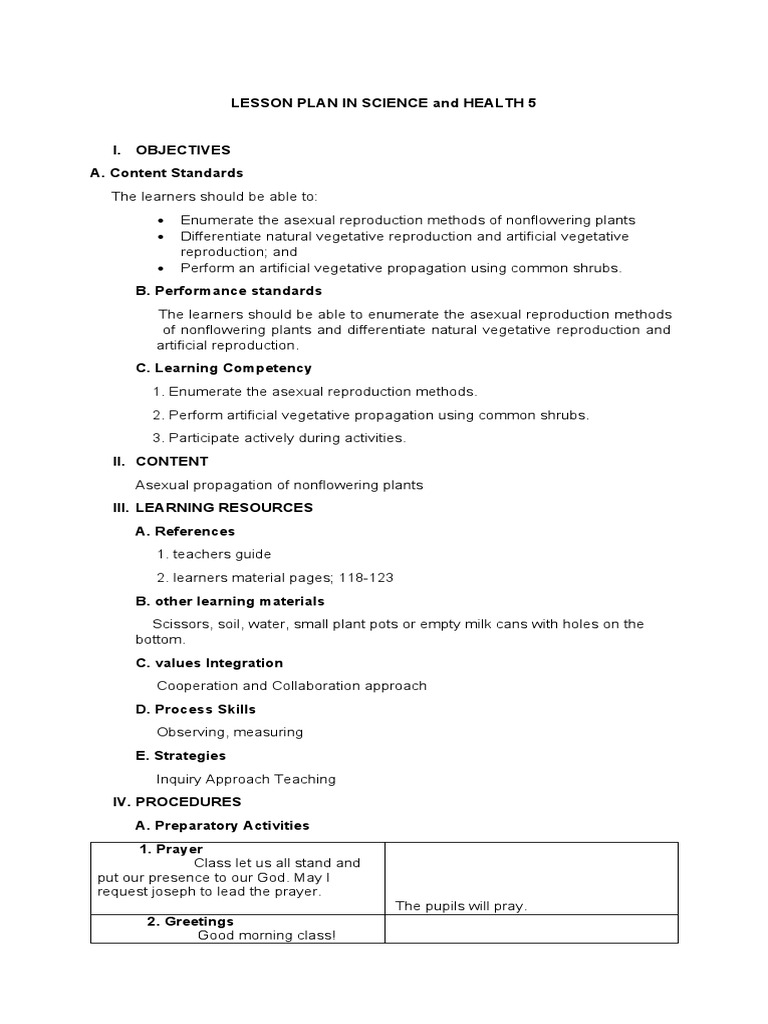 Lesson Plan in Science 6 | PDF | Plants | Botany