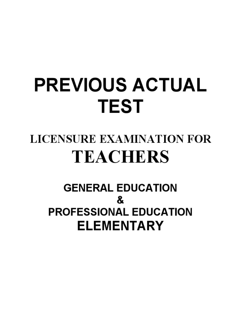 Let-Gen Ed & Prof Ed-Previous Actual Test (Elementary) | PDF | Learning ...