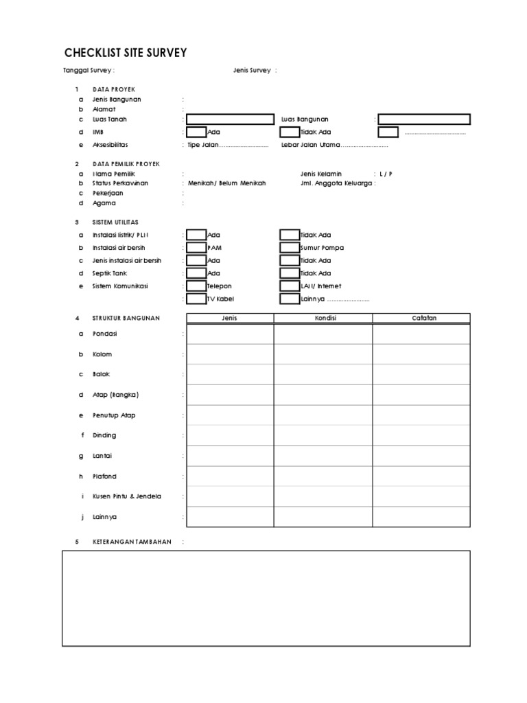 Checklist Site Survey | PDF