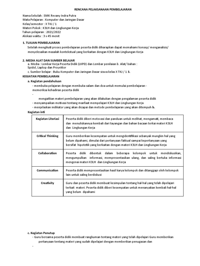 (LURING) RPP Komputer Dan Jaringan Dasar | PDF