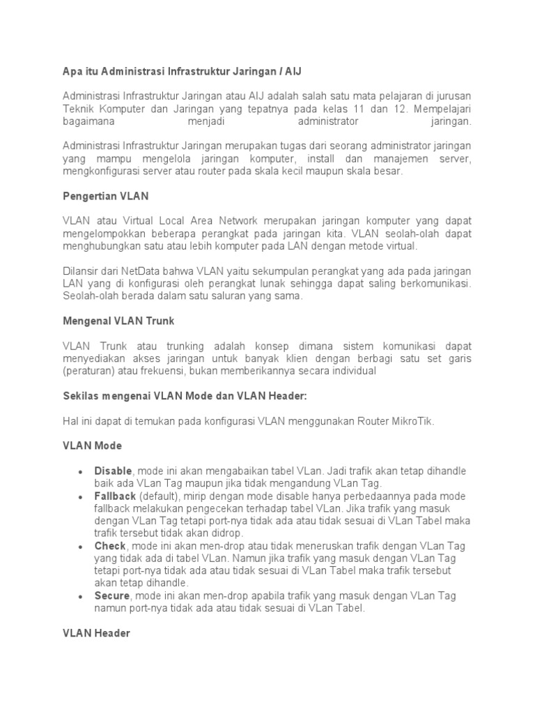 Pengertian dan Manfaat Administrasi Infrastruktur Jaringan | PDF
