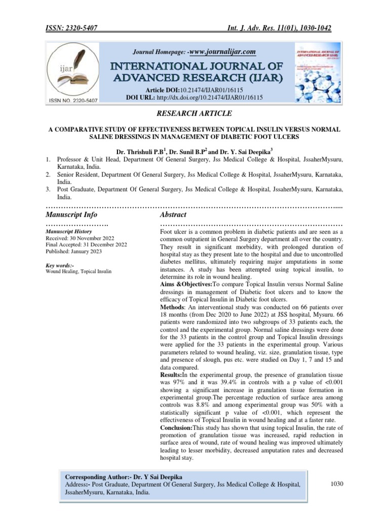 A Comparative Study of Effectiveness Between Topical Insulin Versus ...