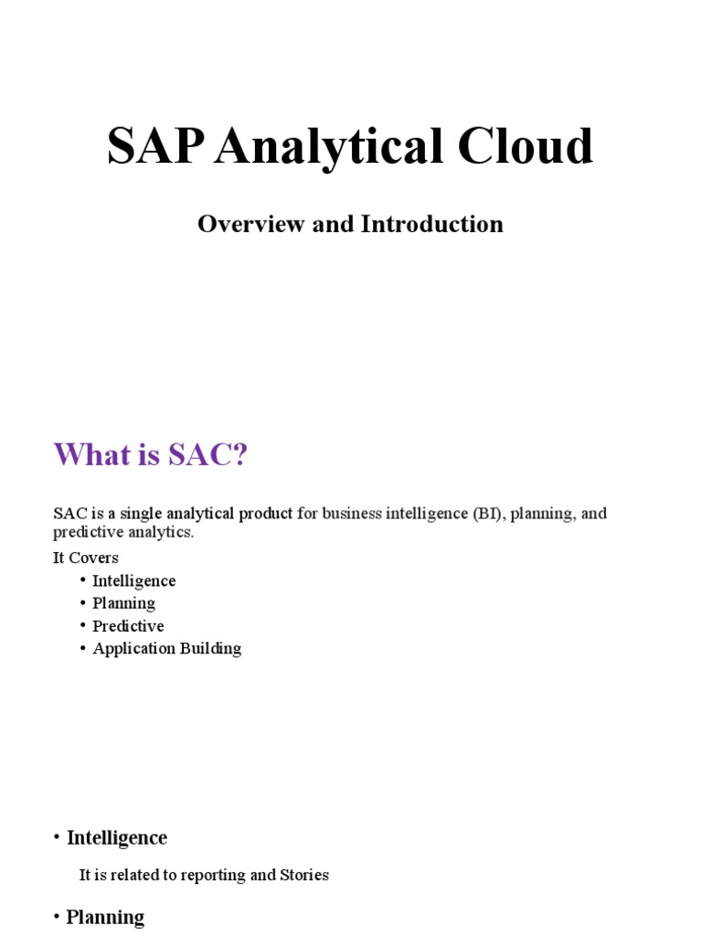 SAP Analytical Cloud: An Intro to BI, Planning & Predictive Analytics | PDF