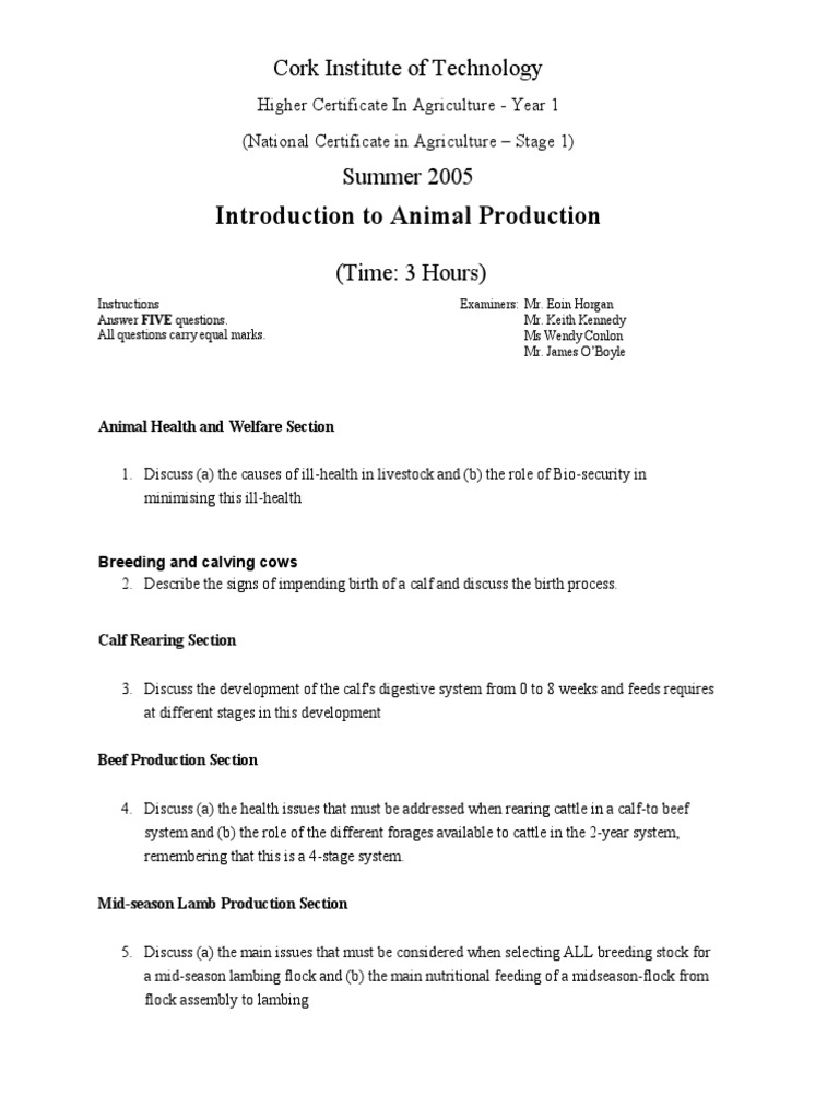 Introduction To Animal Production | PDF | Cattle | Livestock