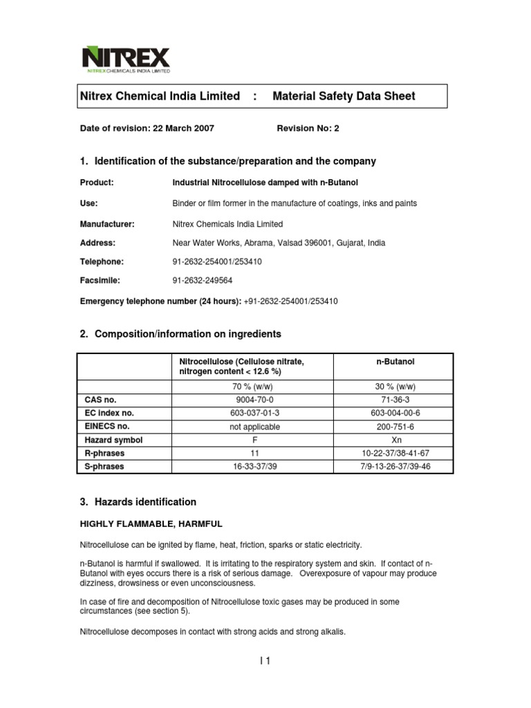 Msds Butanol | PDF | Dangerous Goods | Toxicity