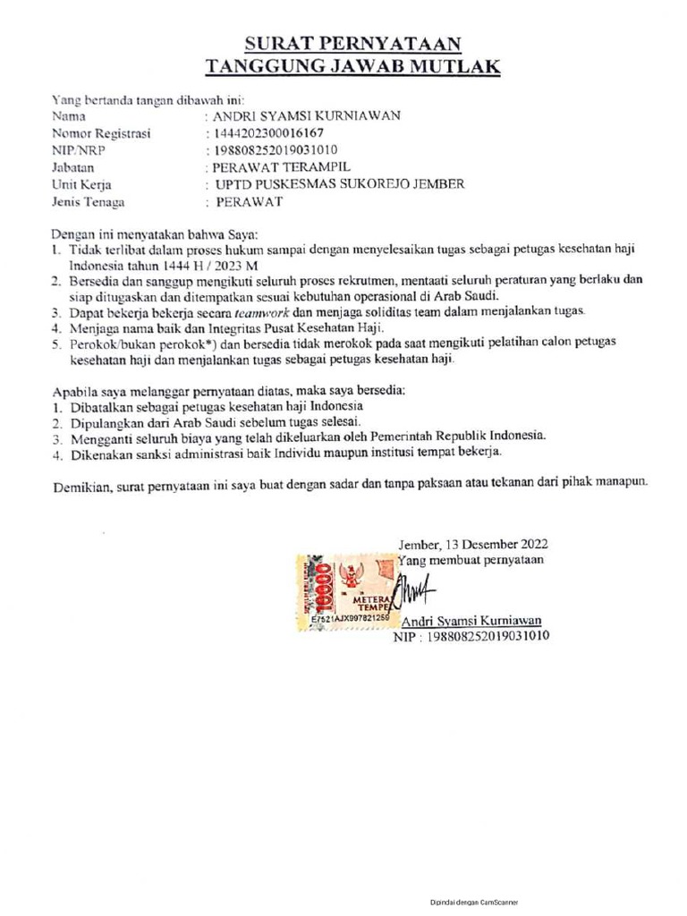 SURAT PERNYATAAN PERTANGGUNGJAWABAN MUTLAK-compress1 | PDF