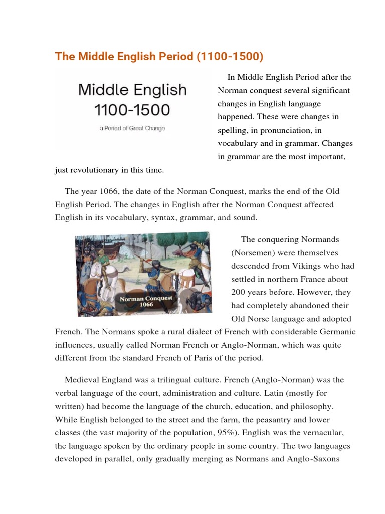 Middle English Language Evolution (1100-1500) | PDF | English Language ...