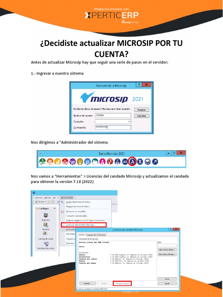 Guía de Actualización a Microsip 2022 | PDF | Servidor (Computación ...