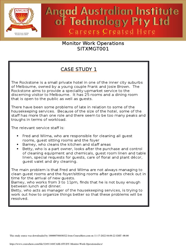 CASE STUDY Monitor Work Operations | PDF