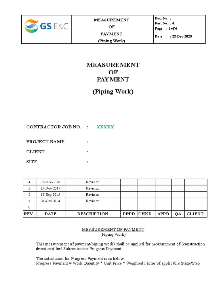 Piping Work Payment Measurement Guide | PDF | Nondestructive Testing ...