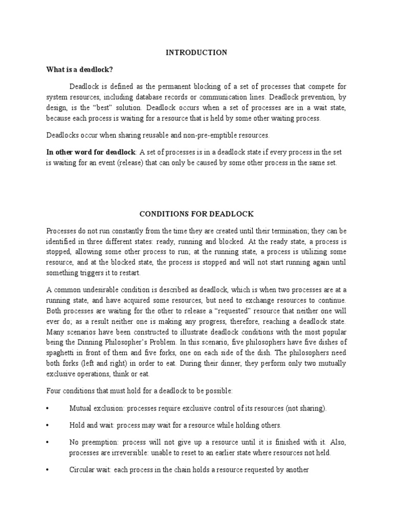 DEADLOCK | PDF | Computing | Computer Science DEADLOCK | PDF | Computing | Computer Science