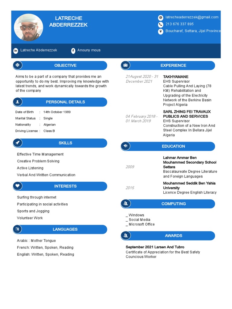 A. Latreche CV | PDF | Cognition | Linguistics