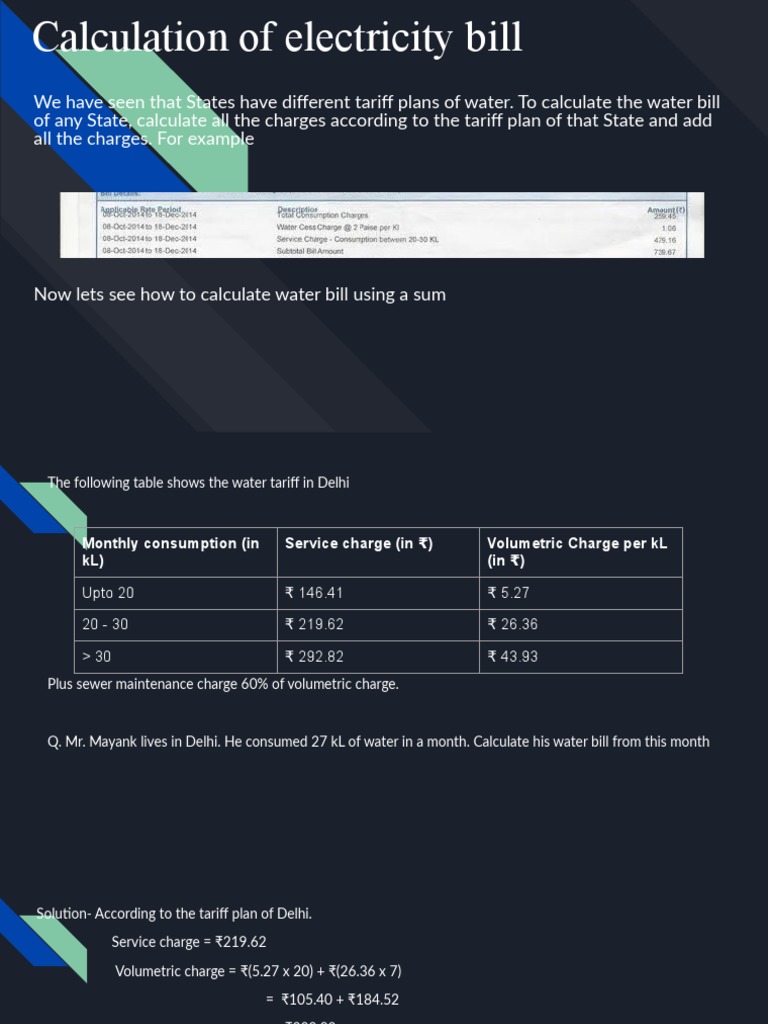 Delhi Water Bill Calculation Guide | PDF