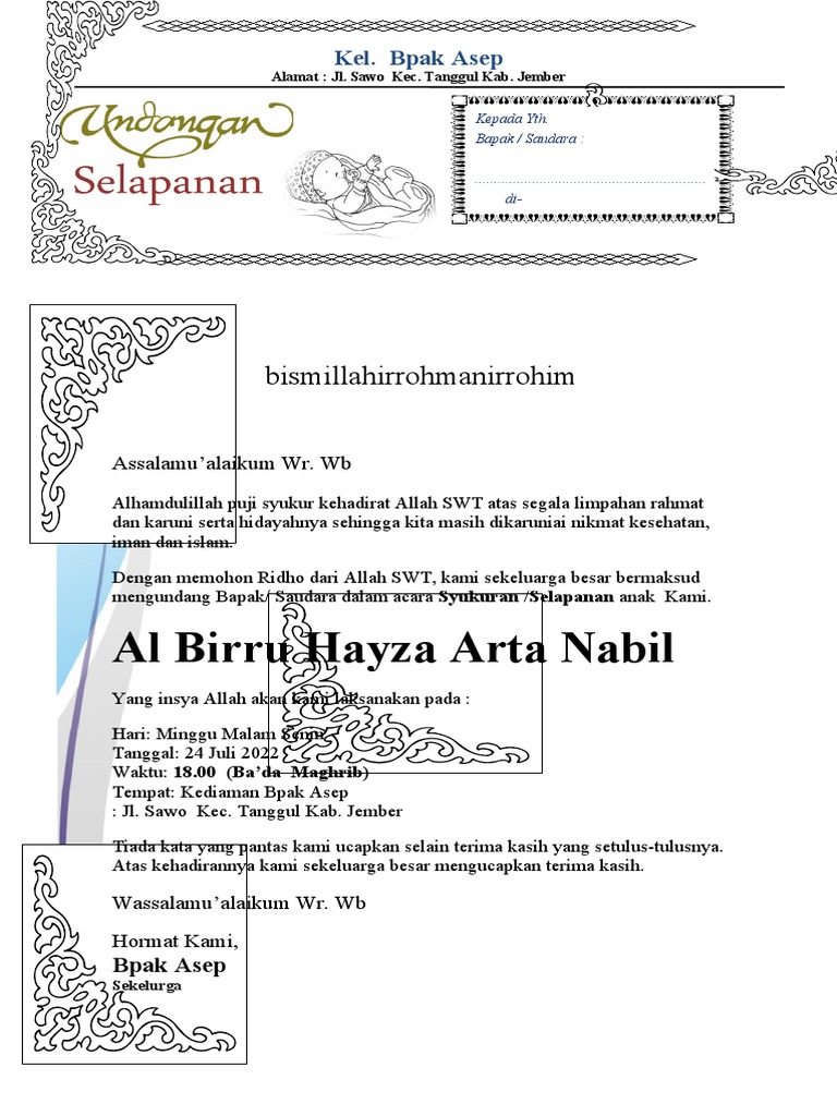 Undangan Syukuran Warna | PDF