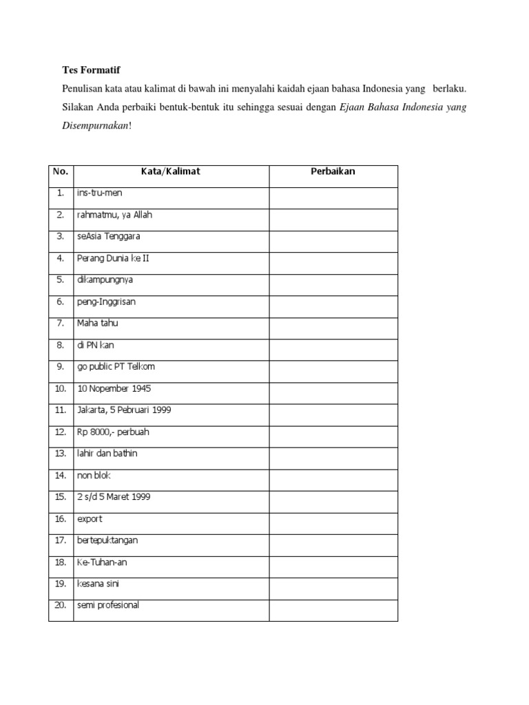 Tes Formatif 1-50 | PDF