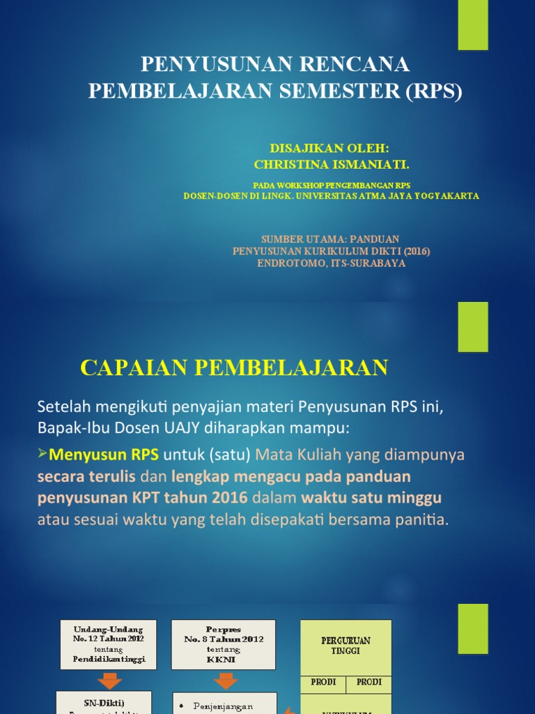 Penyusunan Rencana Pembelajaran Semester (RPS) | PDF