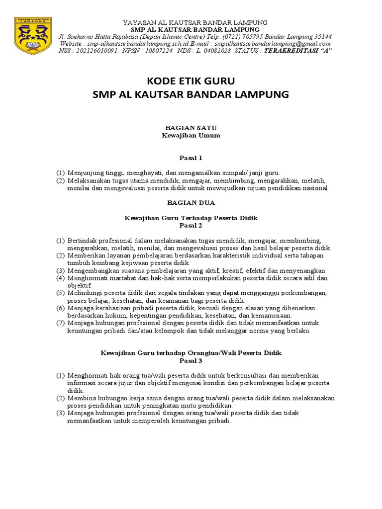 Kode Etik Guru | PDF