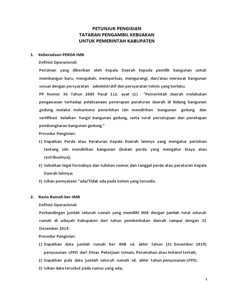 PETUNJUK PENGISIAN IKK Kabupaten | PDF | Bisnis | Hukum