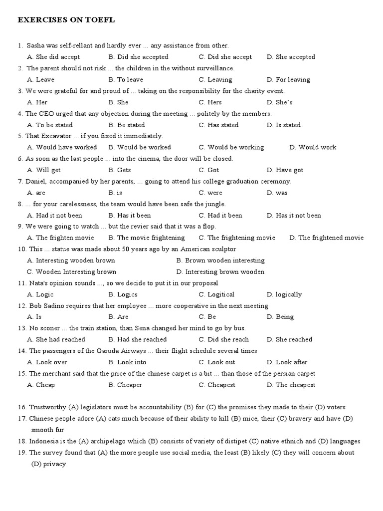 Exercises On Toefl | PDF
