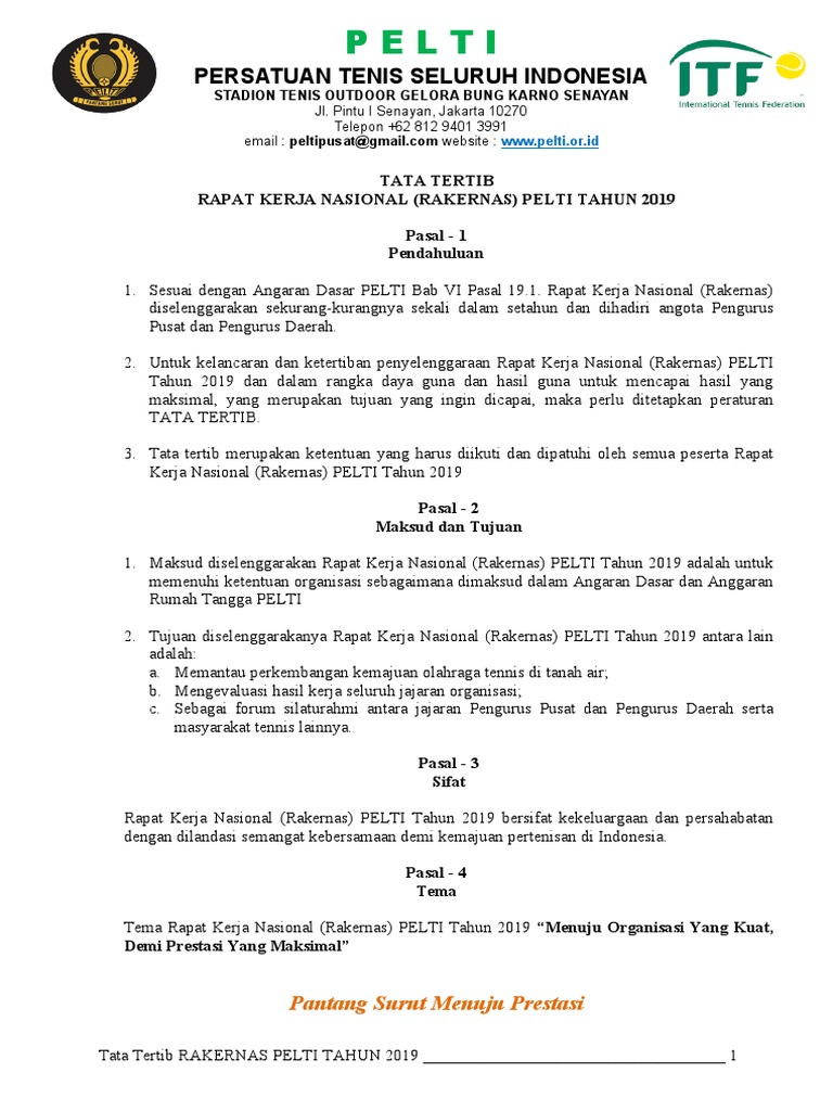 Draft Tata Tertib Rakernas Pelti Tahun 2019 Kop Surat | PDF Draft Tata Tertib Rakernas Pelti Tahun 2019 Kop Surat | PDF