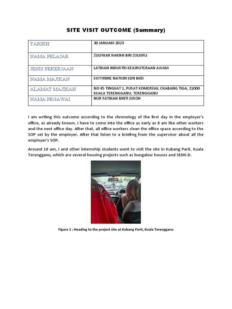 Site Visit Outcome Summary | PDF