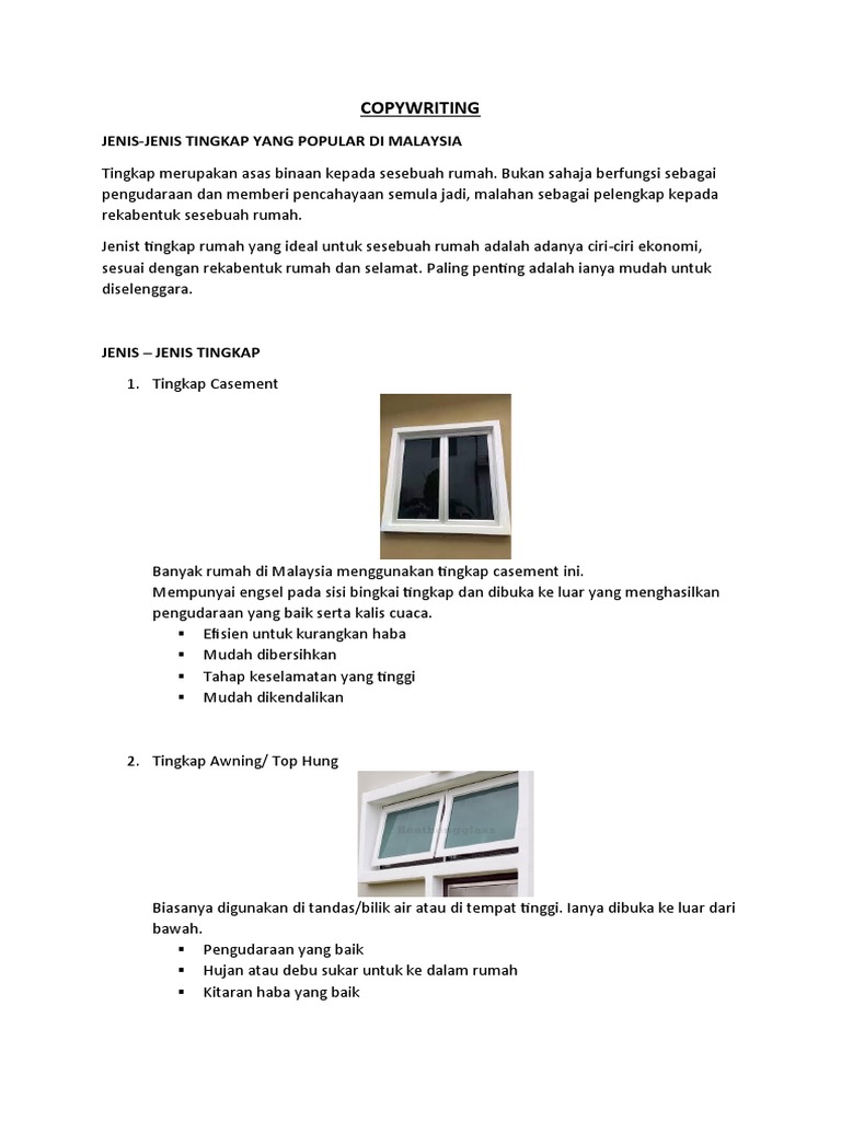 Jenis Tingkap Rumah | PDF