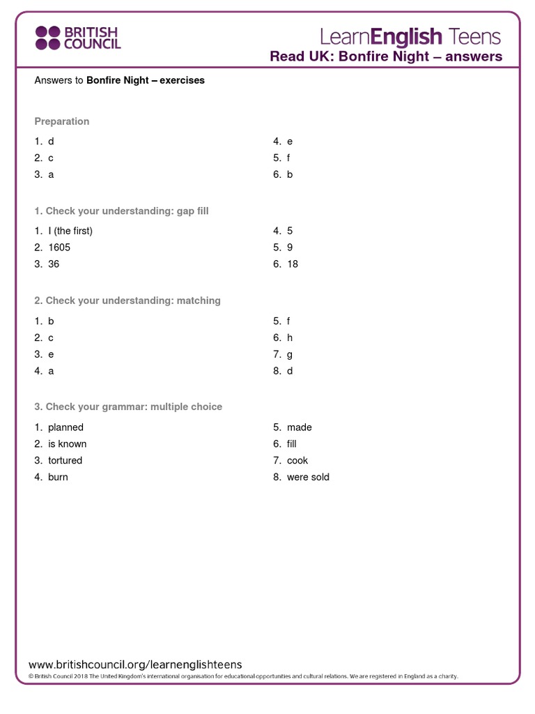 Bonfire Night Quiz Answers | PDF