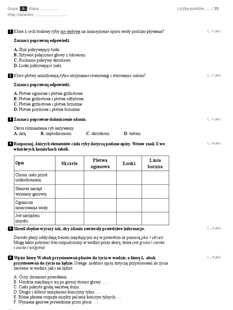 Test Eko-2 GADY - KRĘGOWCE ZMIENNOCIEPLNE | PDF